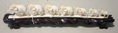 11" Carved Ivory Elephant Bridge (7 Elephants)