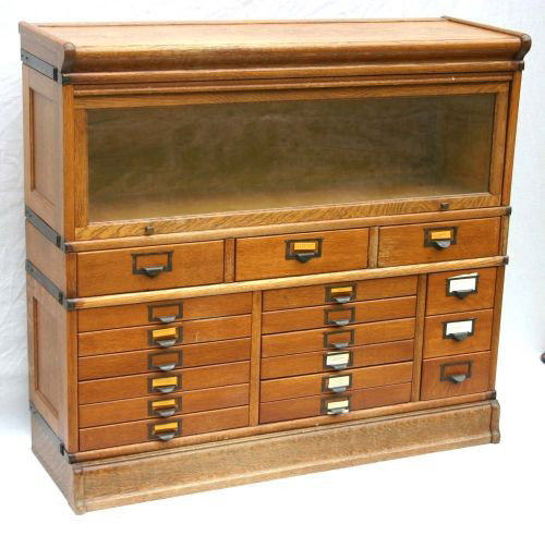 Antique Oak Stacking File Cabinet/bookcase Combina
