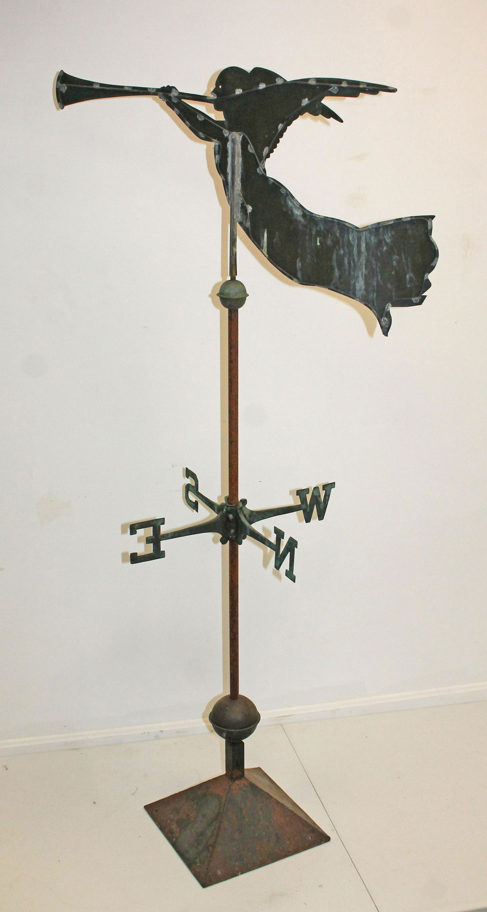 Sheet Metal Weathervane Of Gabriel Blowing Trumpet On Standard W ...