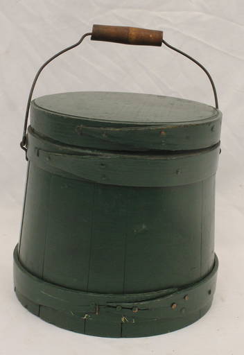 Antique firkin bucket in green paint - 8 1/2" tall (#0043) on Jan 16 ...