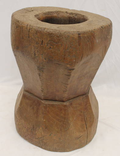 Very large 17thC sawn birch corn mortar - 18 3/4" tall x 13" wide x 12 ...