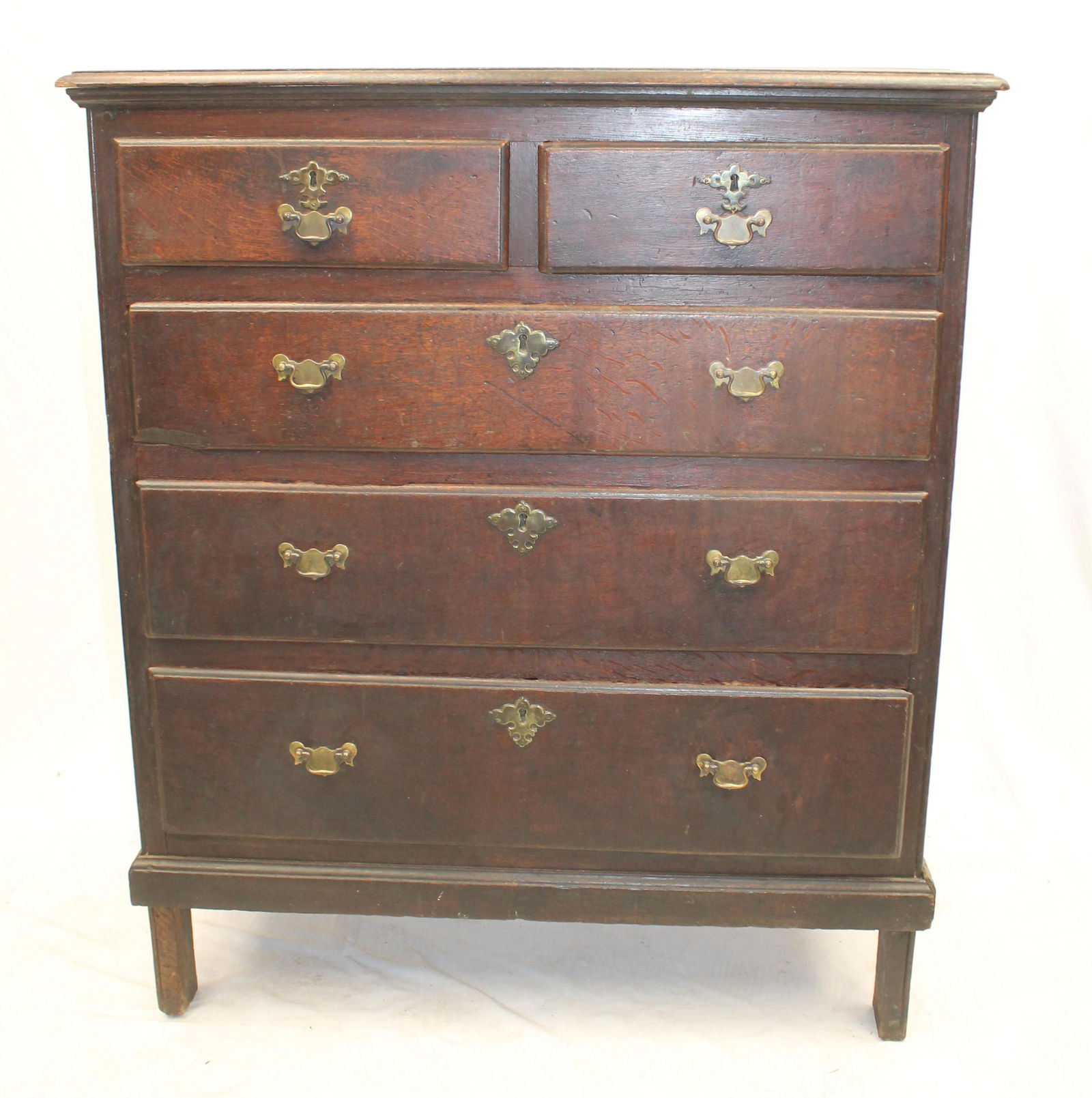 17thC American 2 over 3 drawer oak chest - 44 1/4" tall x 38" wide x 20 ...