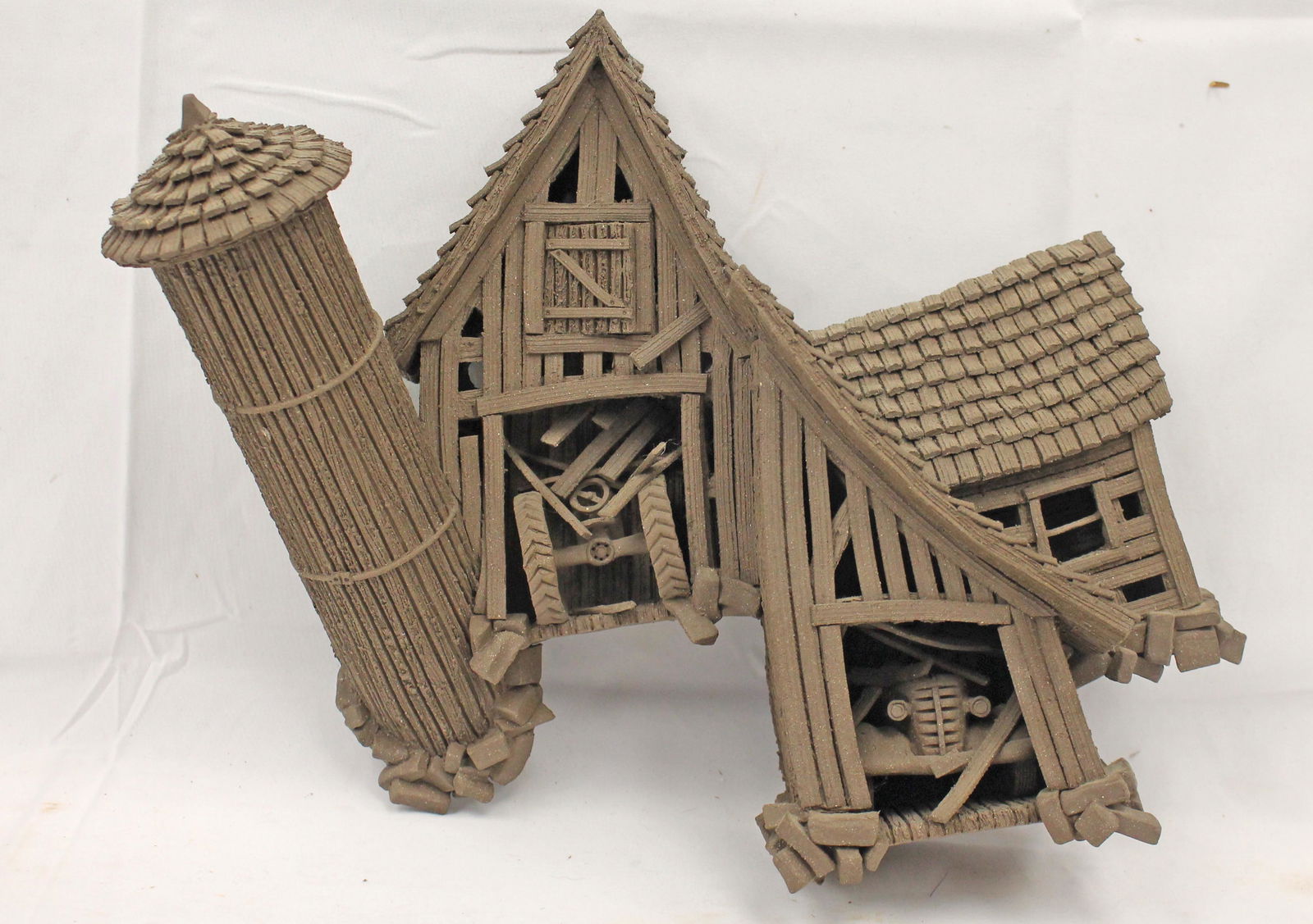 John Brickels Mid Century Stoneware Clay Barn Scultpure 12"x14" This ...