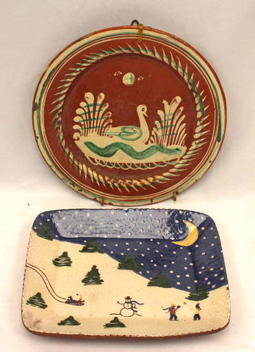 Lot Of 2 Contemporary Redware Items 1 Turtlecreek Potters Rectangular W ...