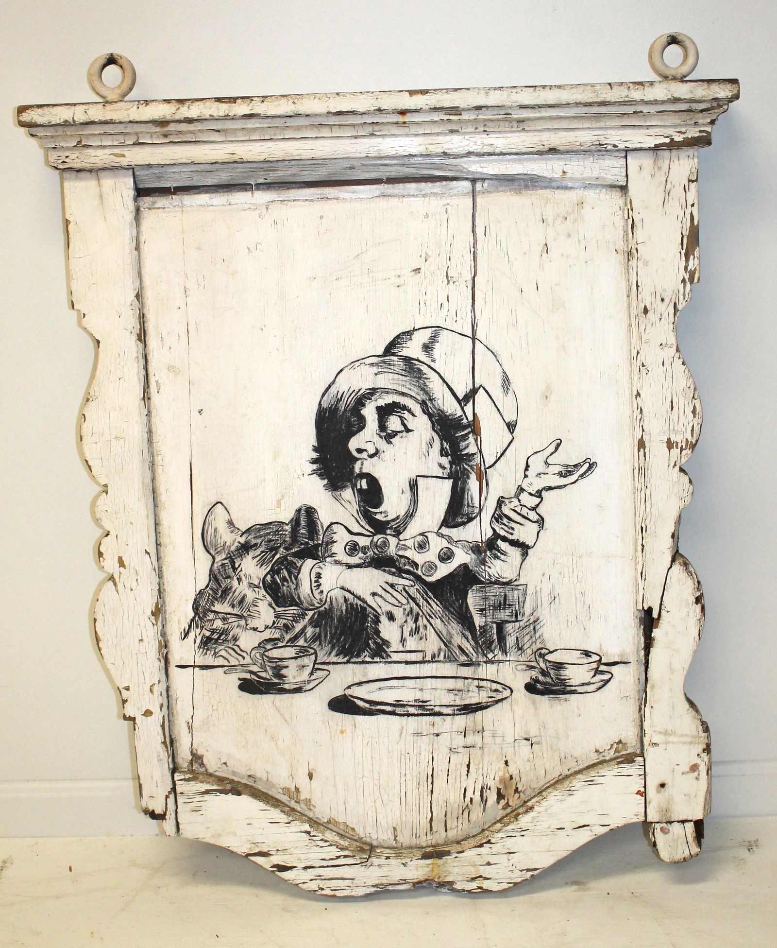 Antique Wooden Painted Double Sided Sign W Iron Brackets & The Mad ...