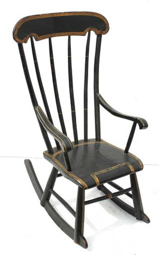19thc Rare Child's Size Salem Or Boston Rocker In