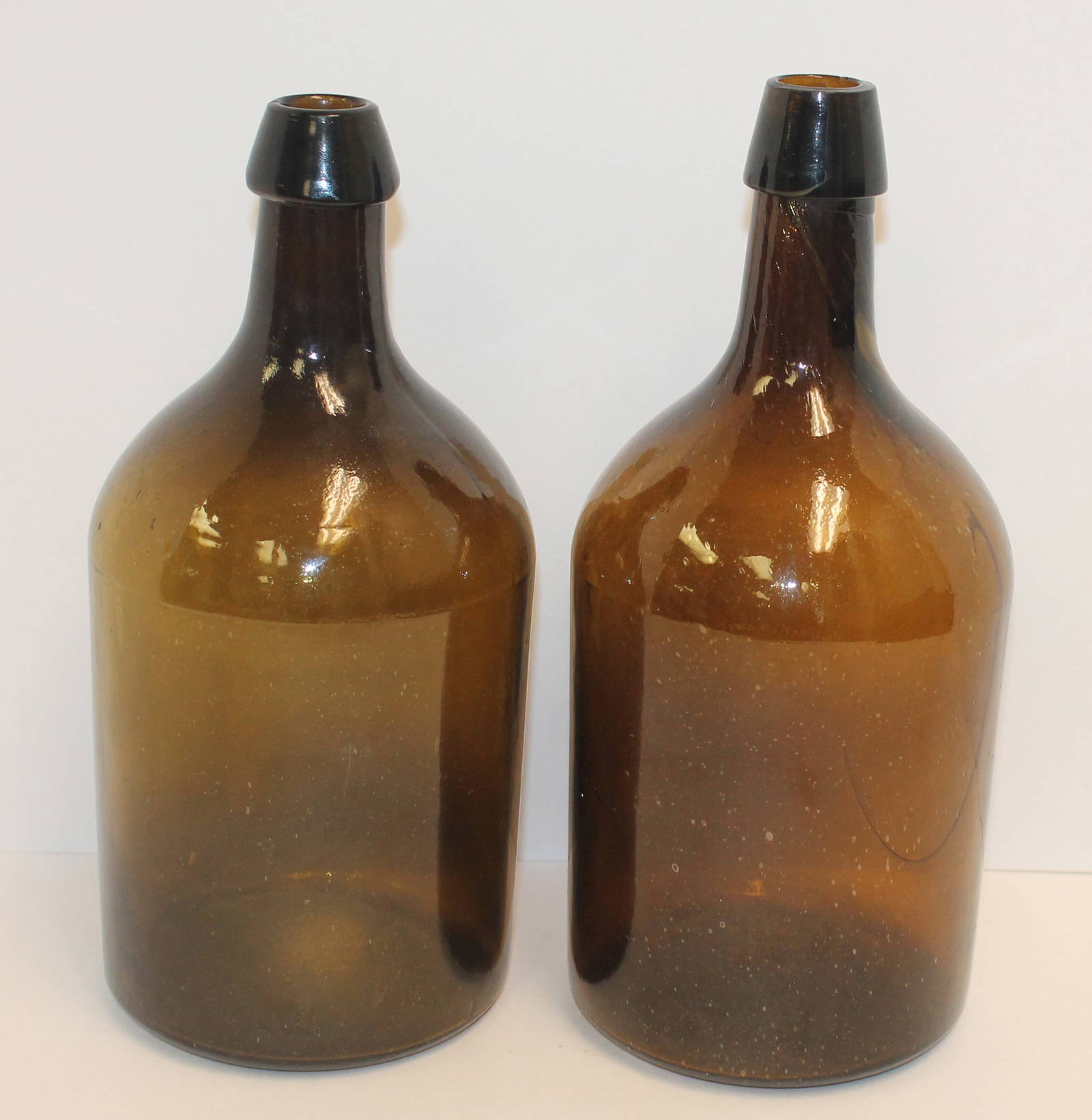 Lot Of 2 Stoddard Demijohns In Old Amber & Honey Amber - 11 1/2" Tall ...