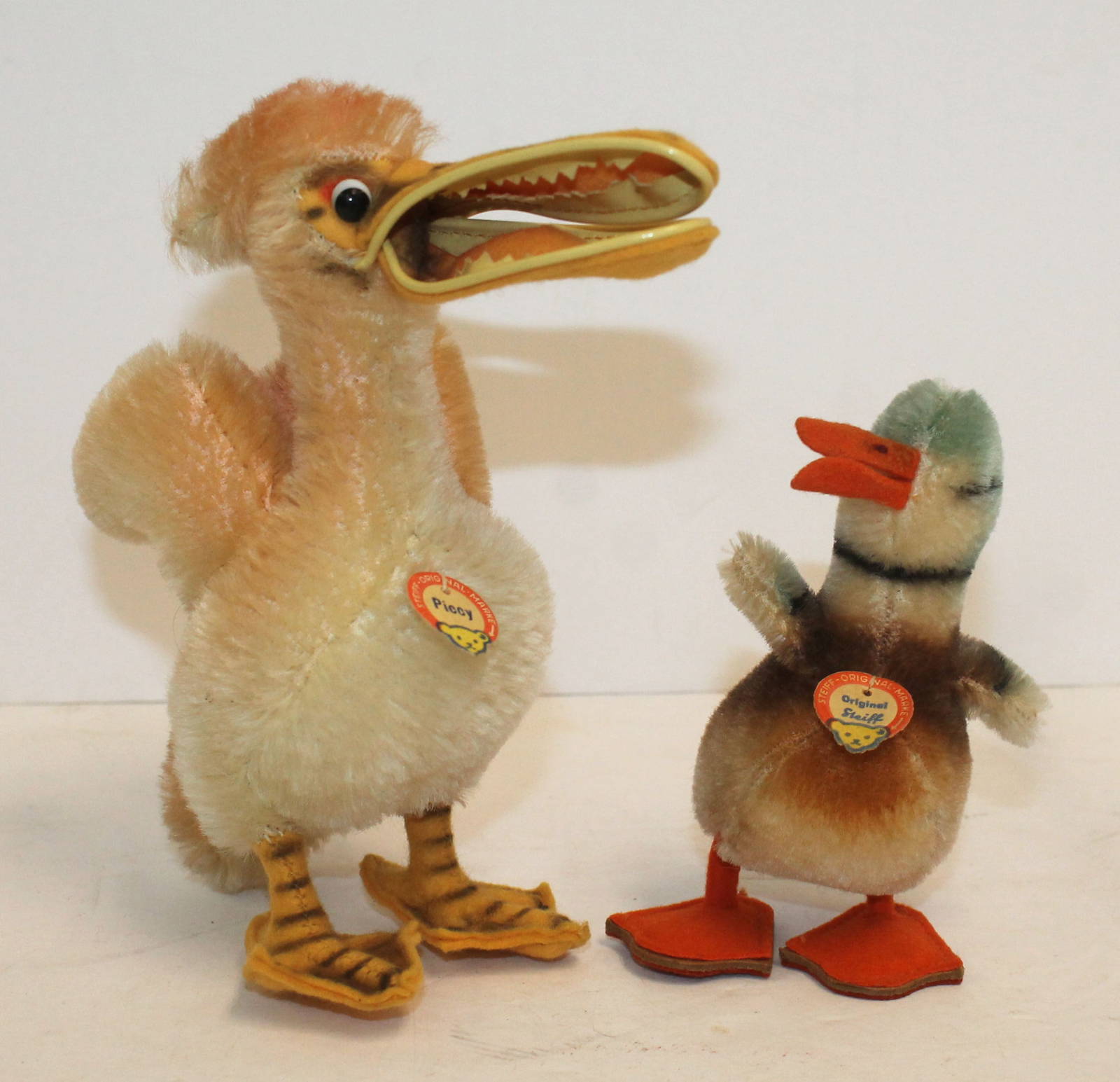 Lot Of 2 Steiff Stuffed Toys Incl Pelican "piccy" & Duck Both W Orig ...
