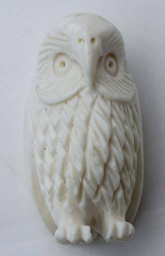 Chinese Carved Ivory Owl 1 1/2" Tall
