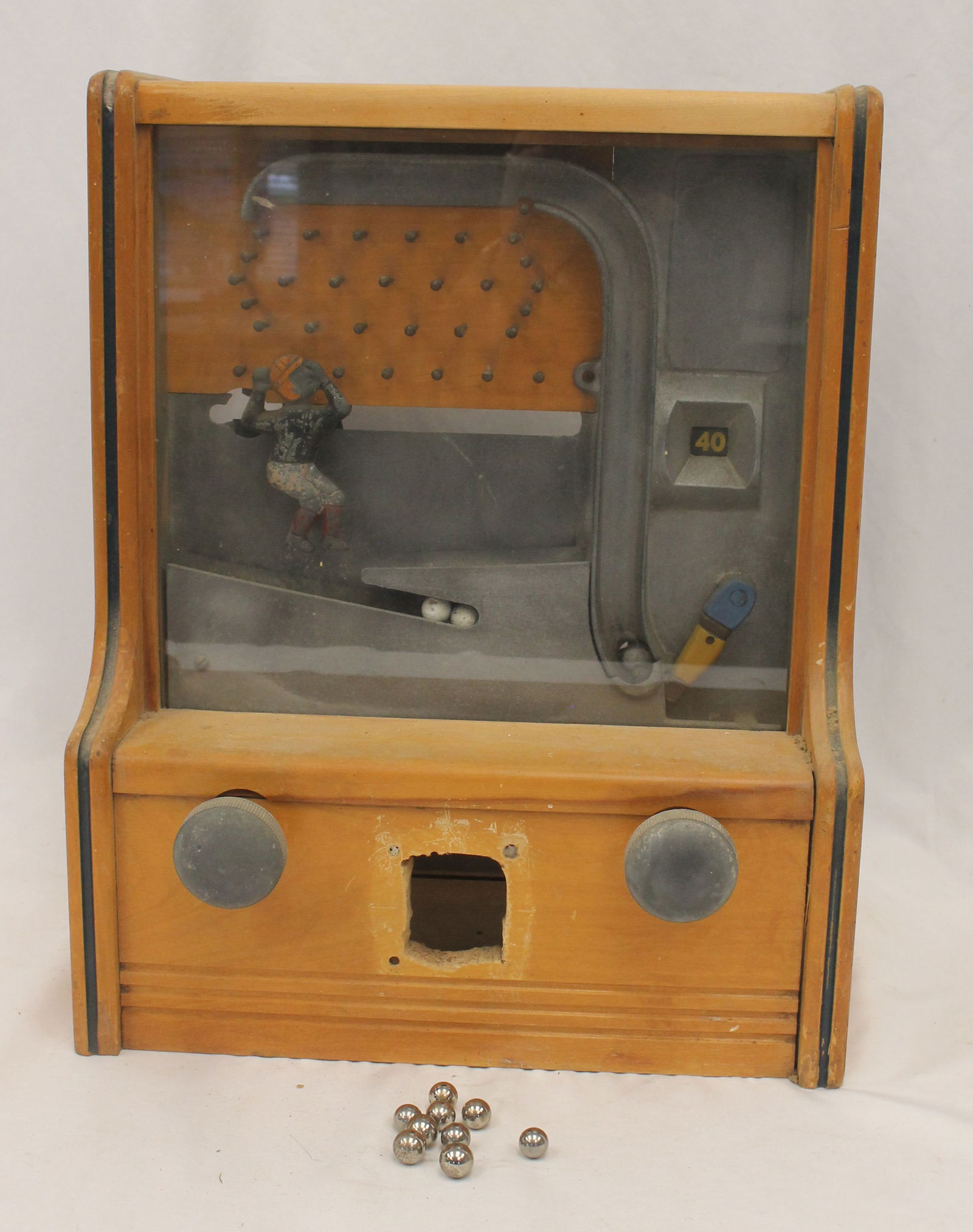 Antique Coin Op Kicker Catcher Game - 18" Tall X 14" Wide X 8" Deep Auction