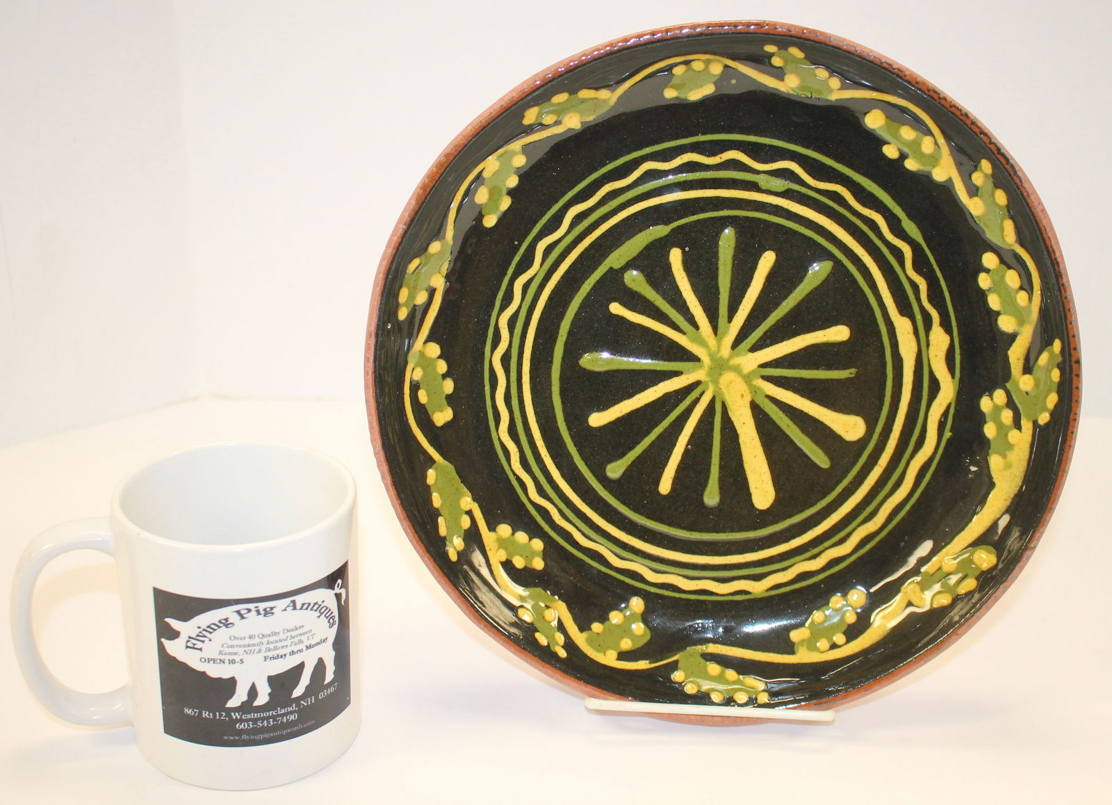 Lester Breininger Pottery, Pa Redware Sgraffito Plate- 10" Diam Auction