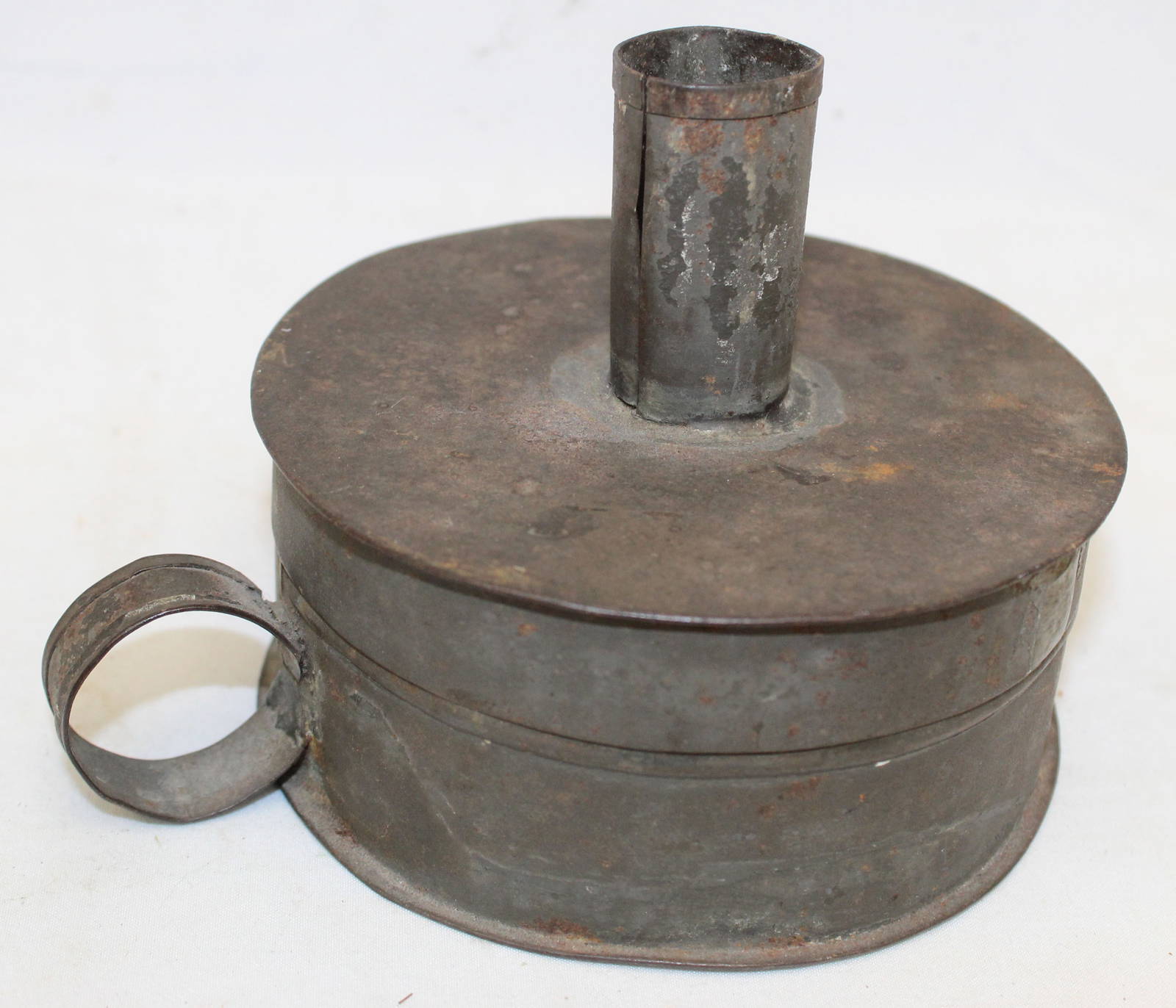 Antique Tinder Box Complete W Char, Flint & Steel Auction