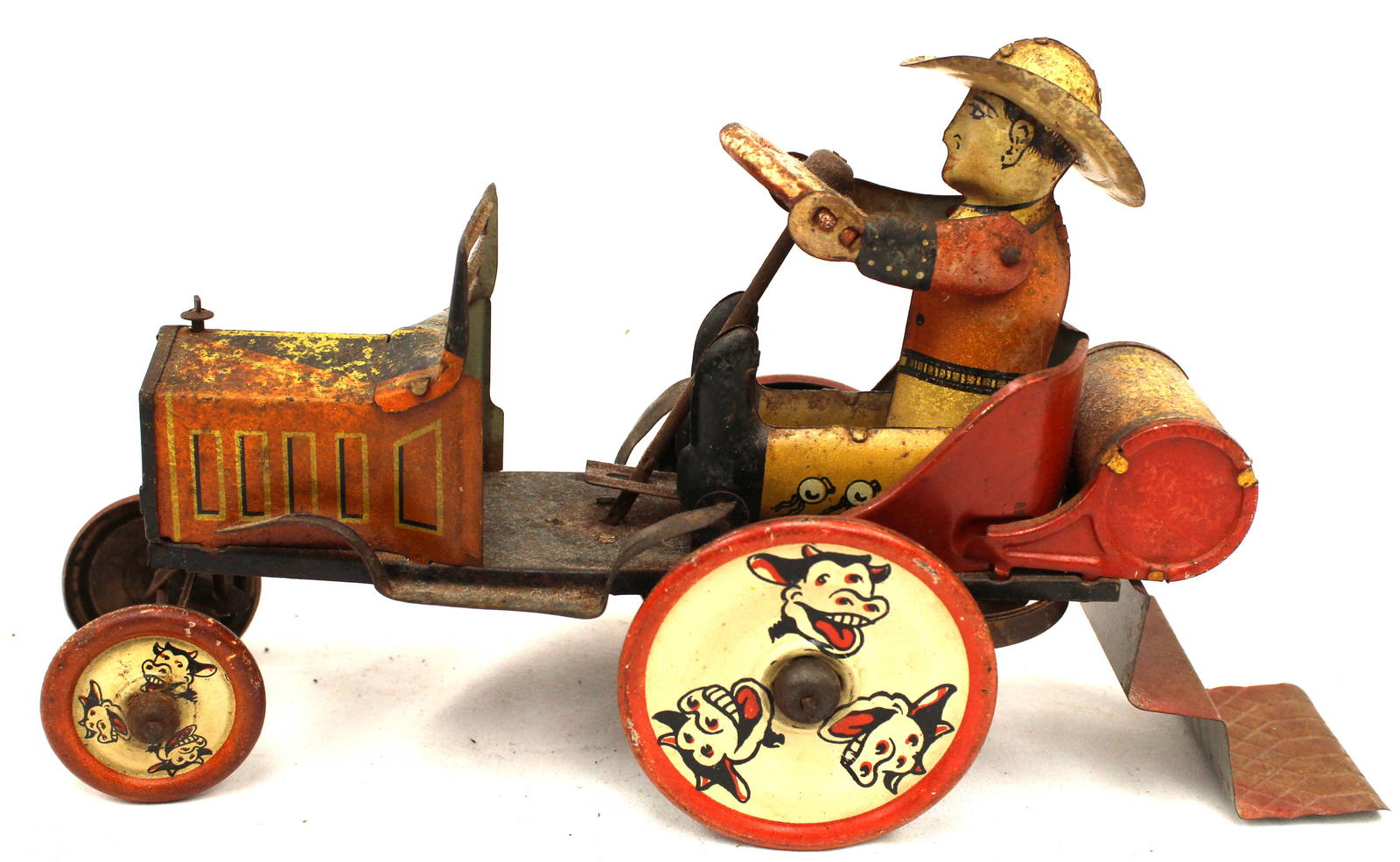 Antique Marx "whoopee Car" Tin Wind-up Tractor W Driver Auction