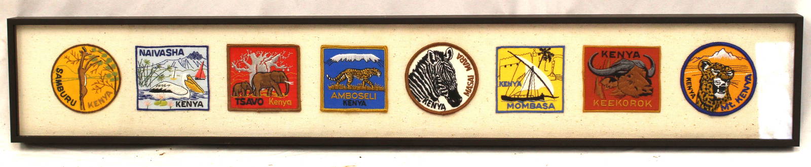 Framed African Safari Clothing Patches Depicting Animals From Different ...