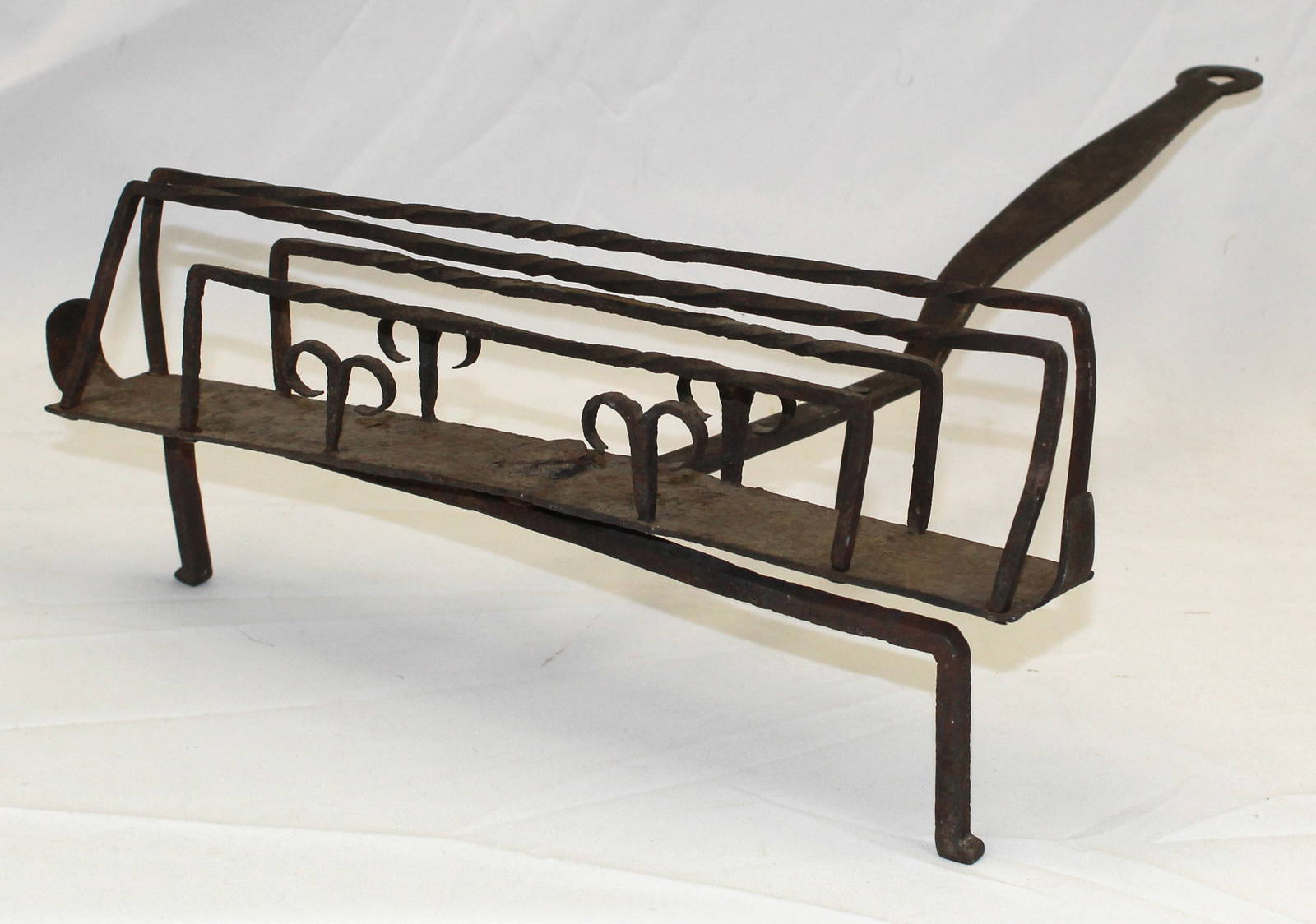 Antique Wrought Iron Rotating Toaster - 27" Long X 13" Wide Auction
