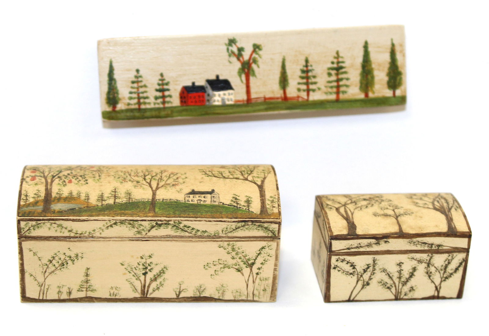 Miniatures Lot Incl 2 Paint Dec Boxes Signed Hastrick & A Painting ...