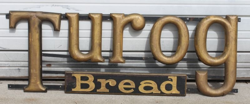 ca 1920's very large "Turog Bread" bakery trade sign