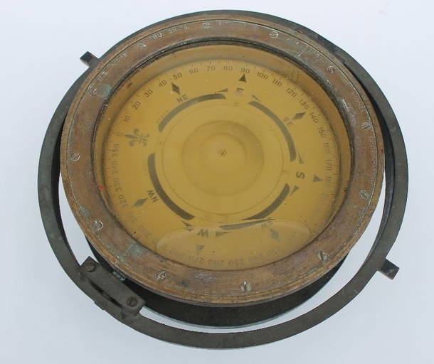 Wwii (1941) Brass Us Navy Ship Compass By Lionel Corp