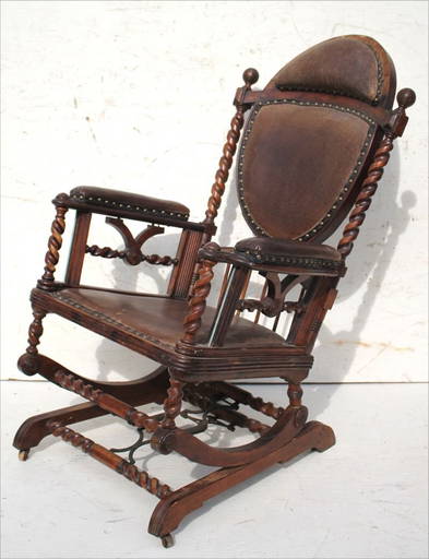 Fine 19thc Hunzinger Barley Twist Platform Rocker In