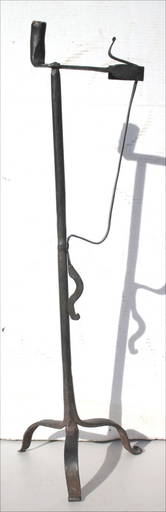 Antique Forged Iron Adjustable Rush Lamp 28 1/2" Tall