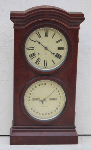 Fine 19thc Seth Thomas Burl Walnut & Mahog Calendar