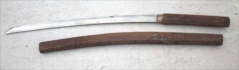 18thc Samurai Sword In Scabbard 24 1/2" Cutting Edge