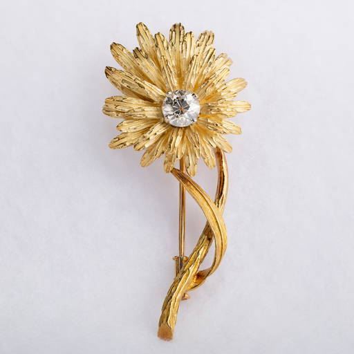 Birks 18k Gold And Diamond Flower Brooch