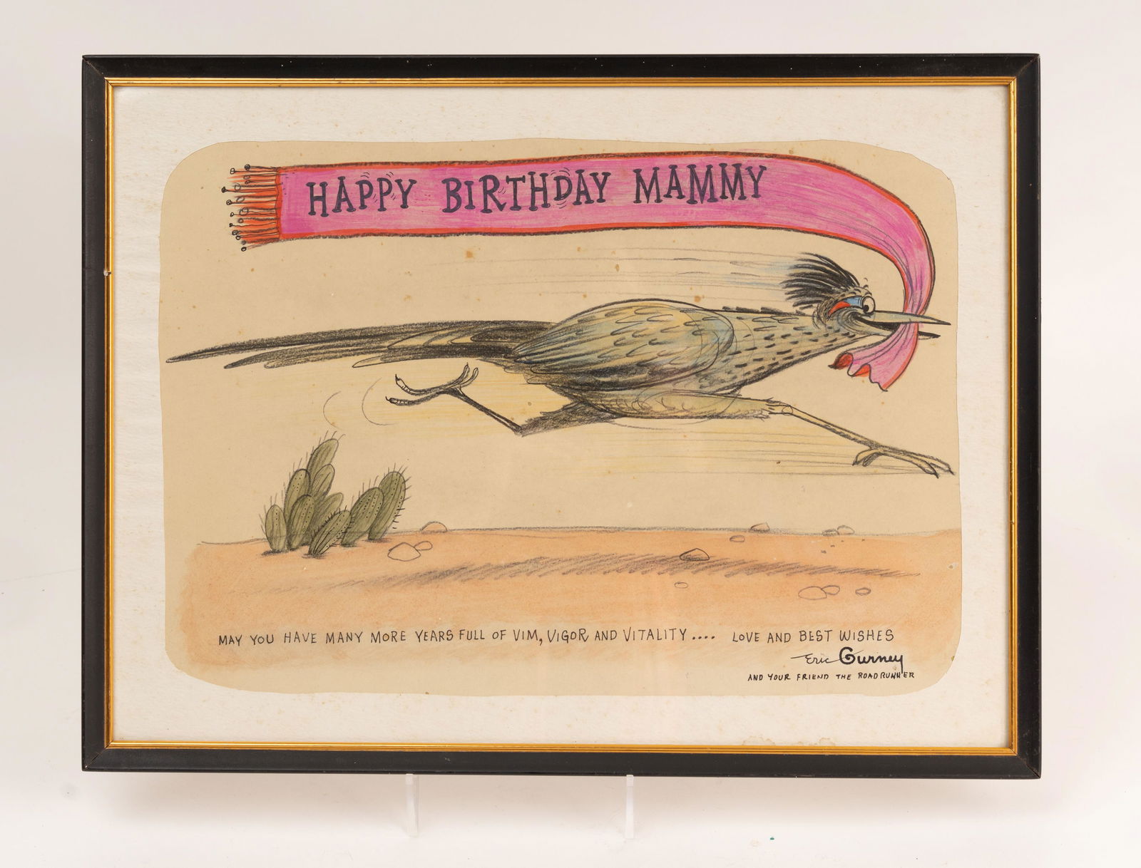 Original Crayon And Ink Cartoon By Eric Gurney.