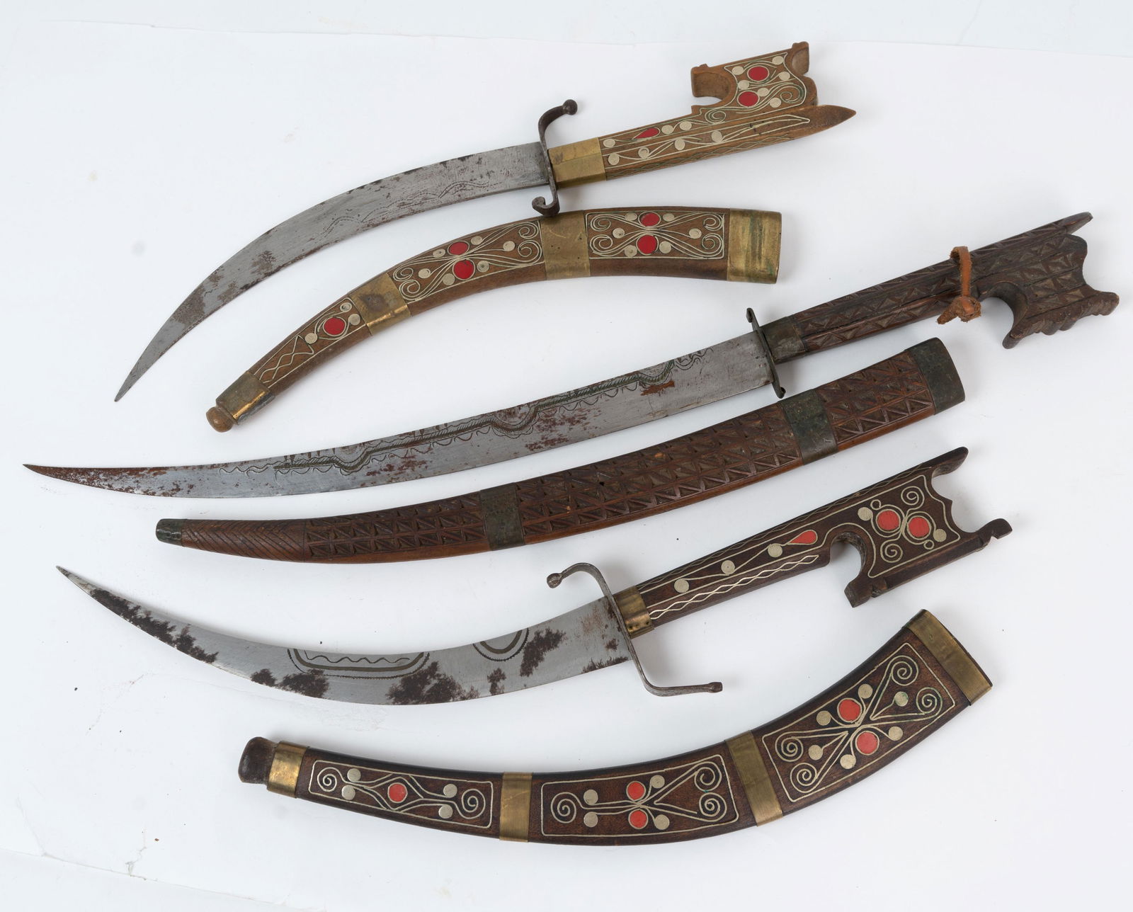 Lot Of Three Antique Moroccan Nimcha Swords. Auction