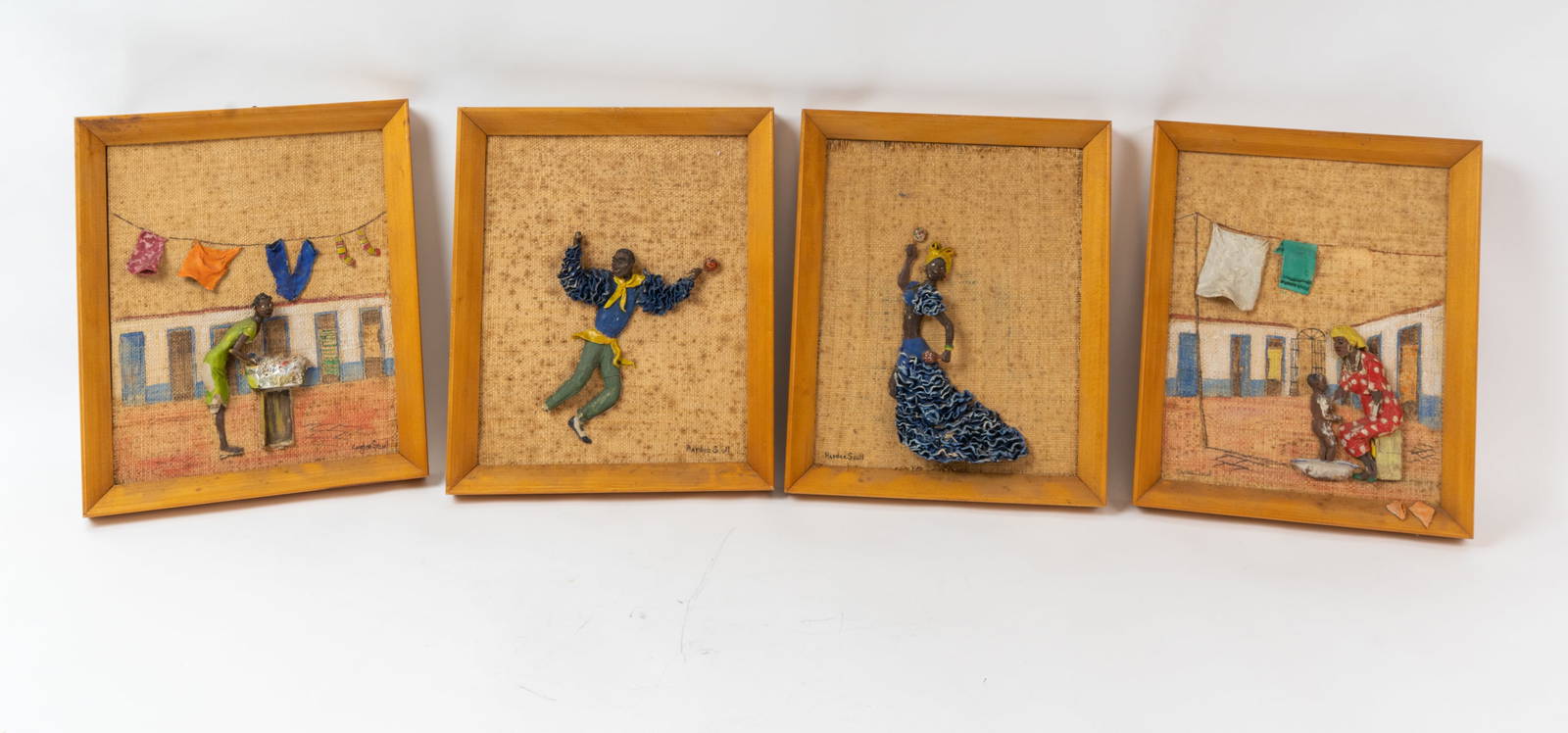 Lot Of Four Signed Haydee Scull 3d Cuban Art. Auction