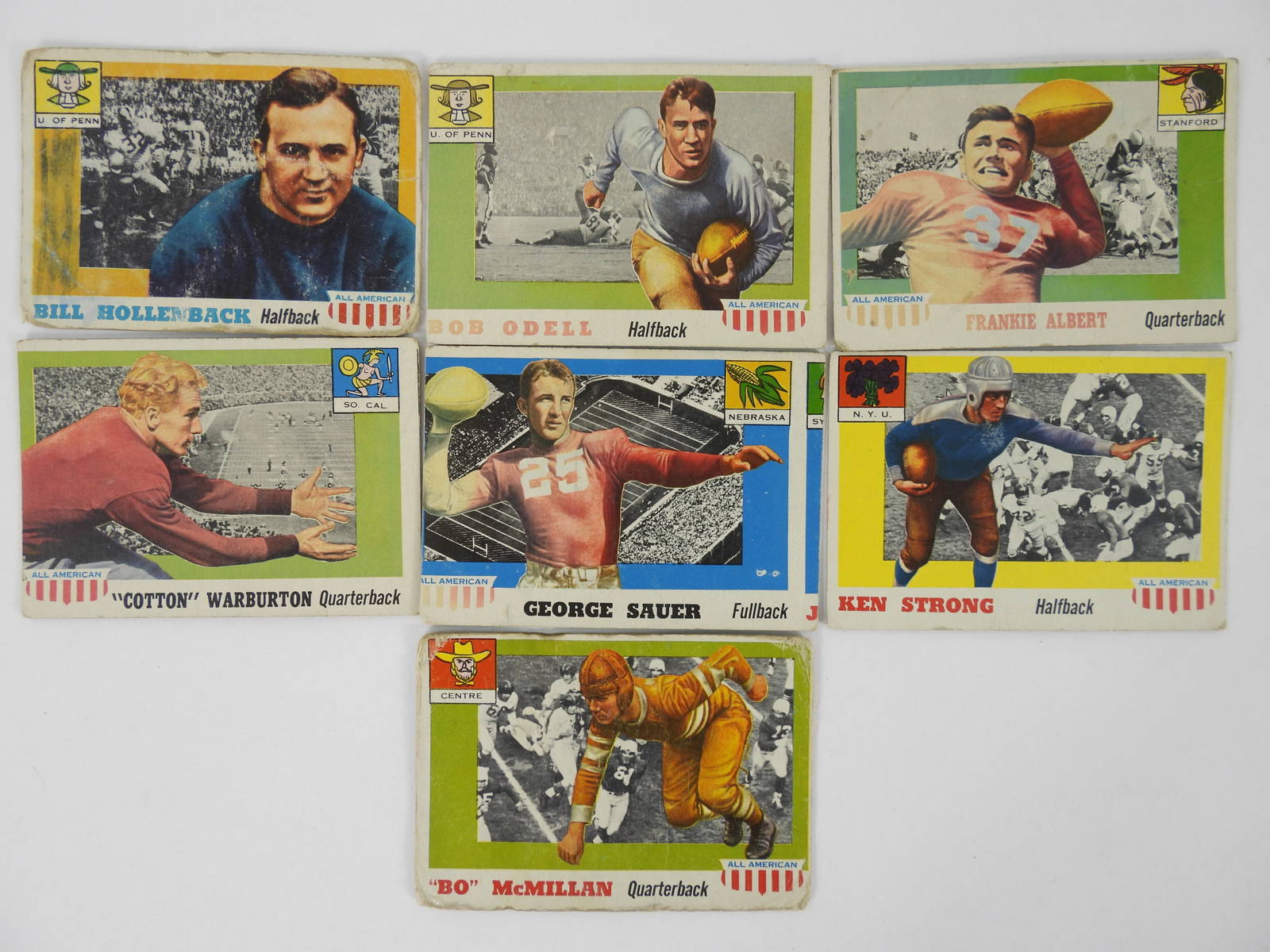 7pc 1955 Topps All American Football Trading Cards Auction