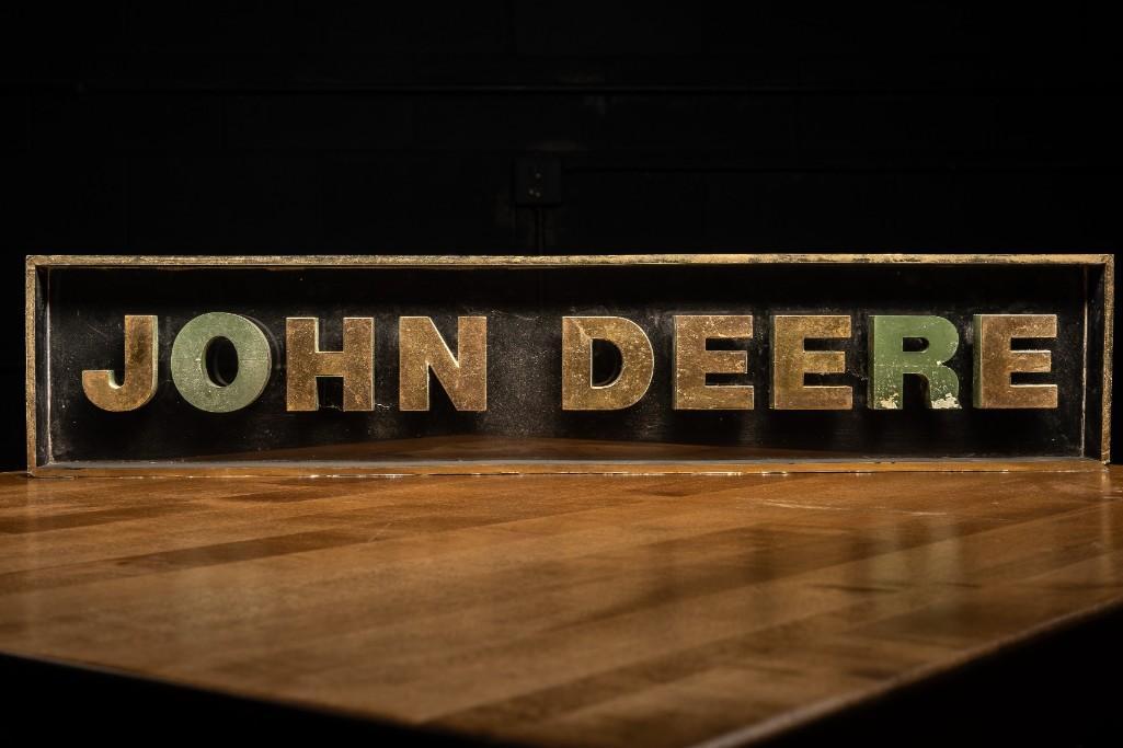 Vintage Block Style Lettering John Deere Sign