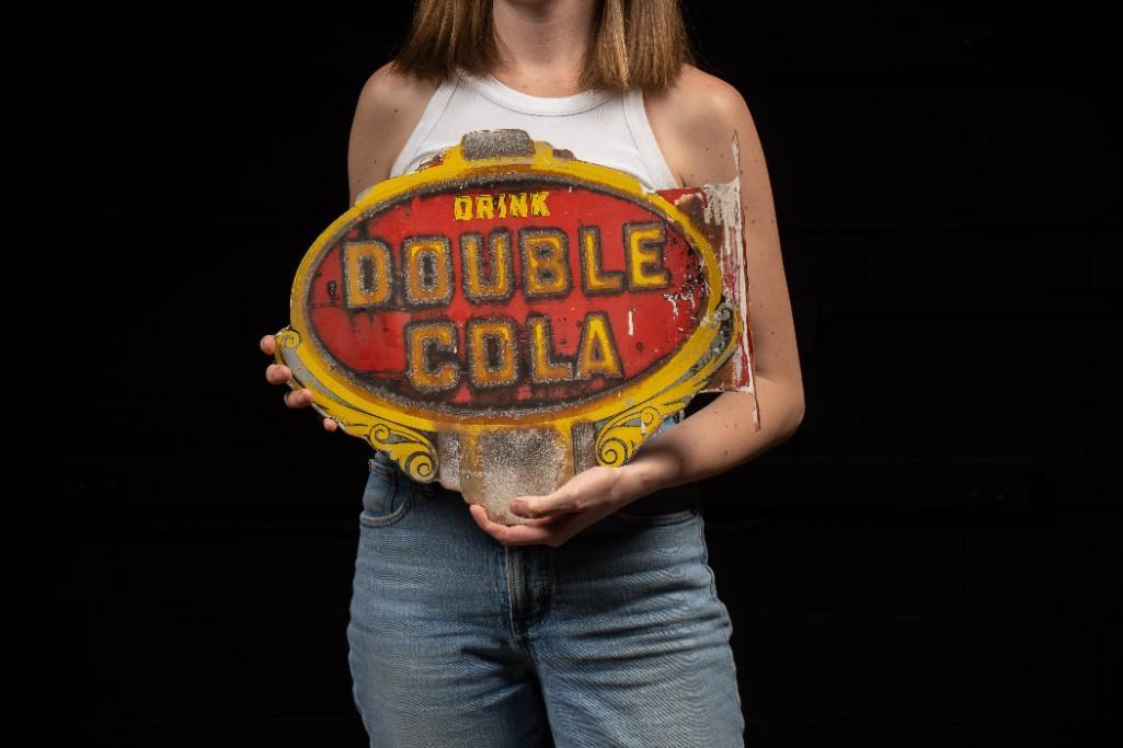 Vintage Double Cola Double Sided Flange Sign Auction