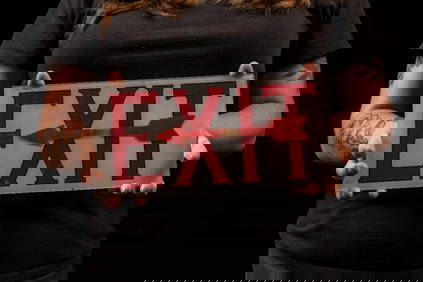 Vintage Red Glass Movie Theater Exit Sign