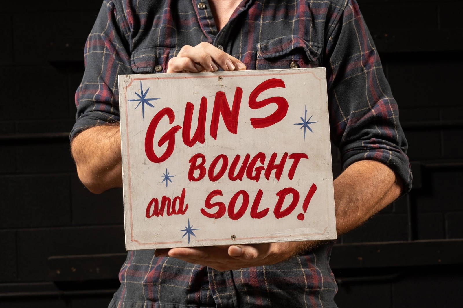Vintage Hand-painted Gun Sales Sign Auction