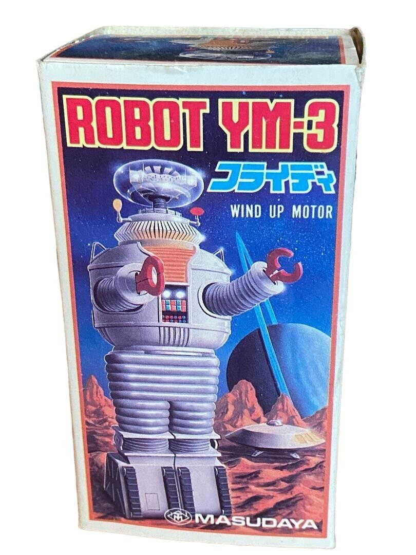 Robot Ym-3 Lost In Space 4.5" Wind Up Made In Japan Masudaya 1985 Nmib, Listed For $350 Auction