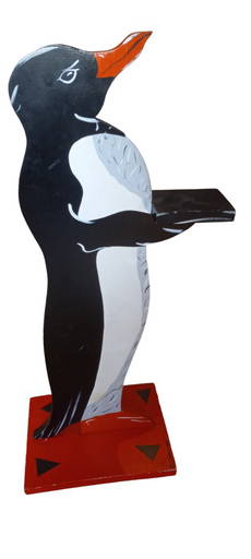 Vintage J.moore Wooden Penguin Butler Sculpture