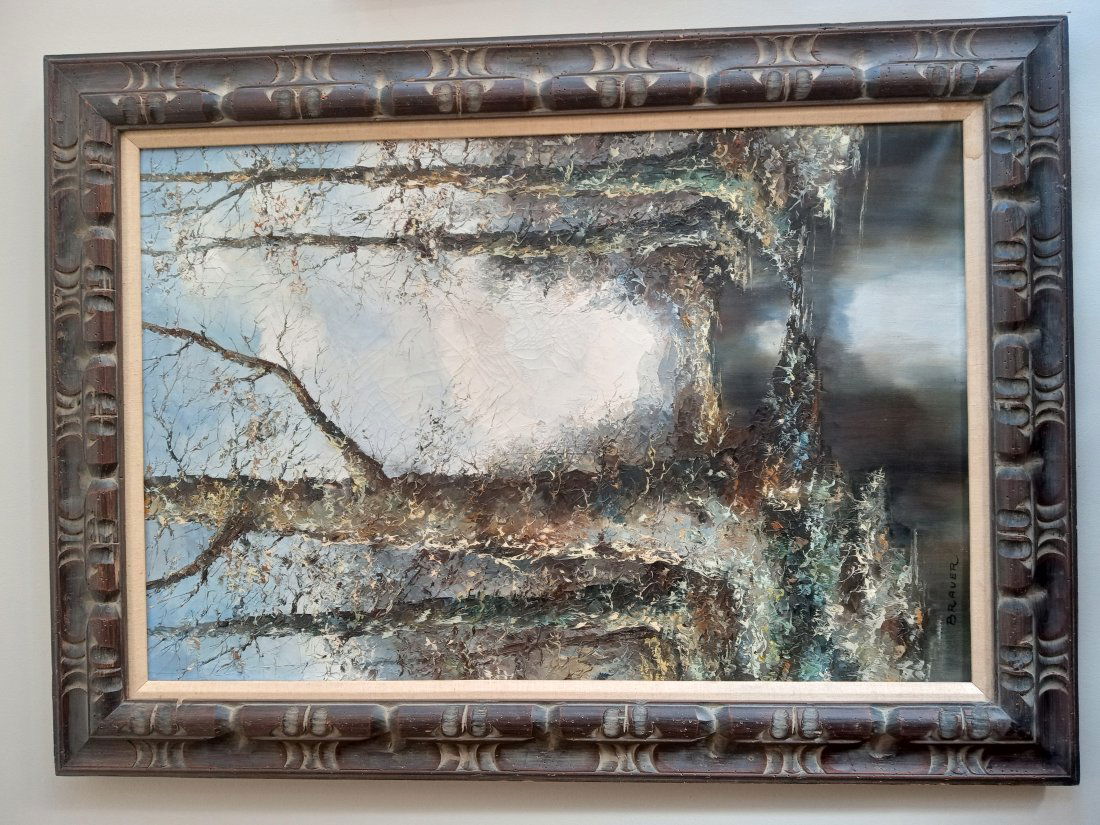 Original Signed Wilhelm Brauer Landscape Tree Scene