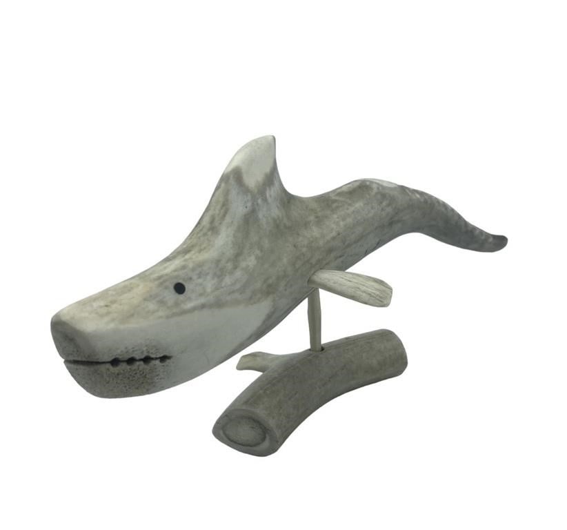 Hand Carved Bone Fish Sculpture. Lizzie Annarack Auction