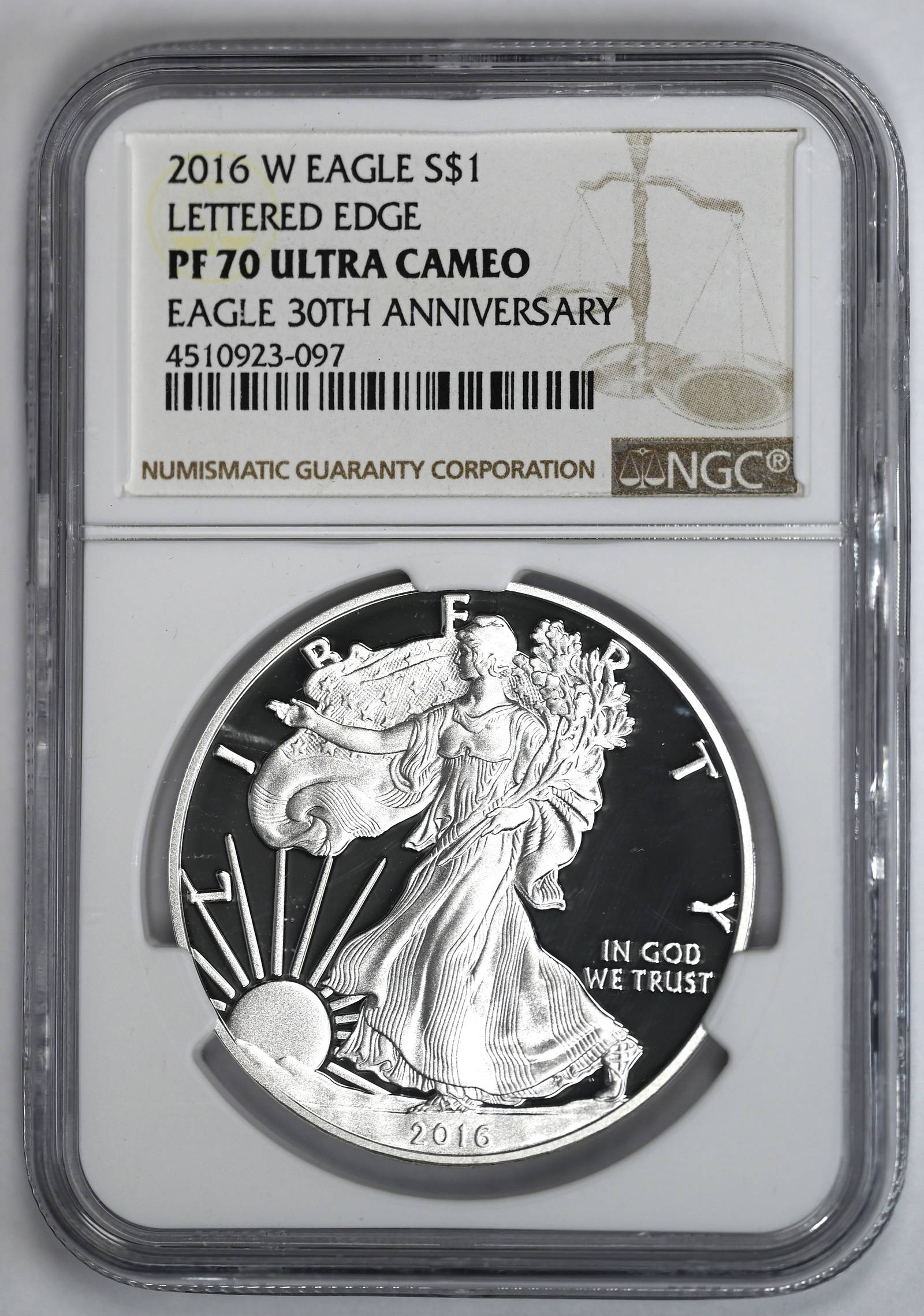 2016-w Proof 30th Anniversary Silver Eagle Lettered Edge Ngc Pf 70 Ultra Cameo Auction