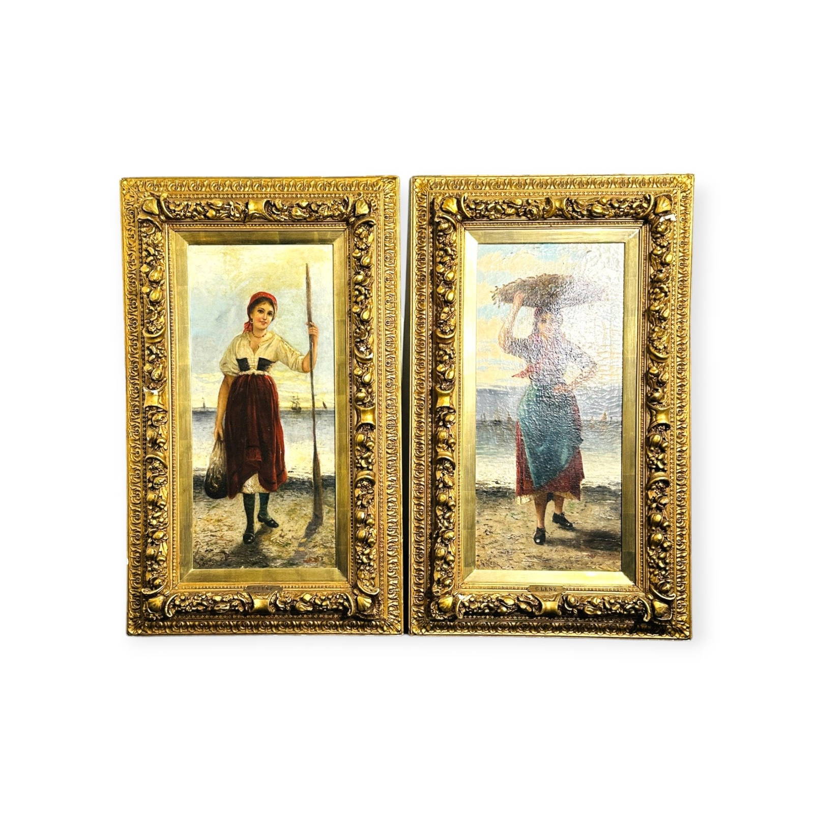A Pair Of G. Lenz Oil Paintings Auction