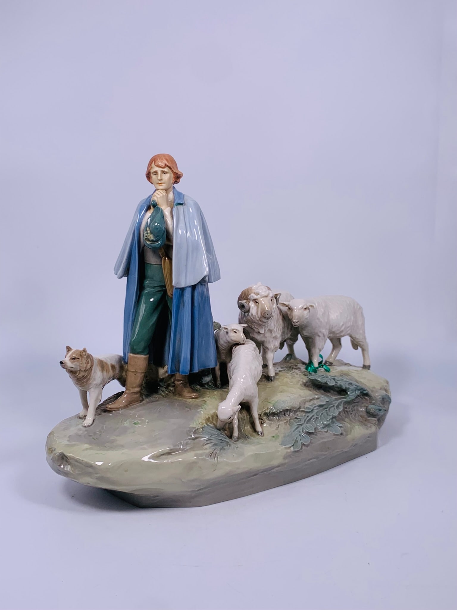 A Royal Dux Figure Group Of A Shepherd And Sheep, H. Schubert