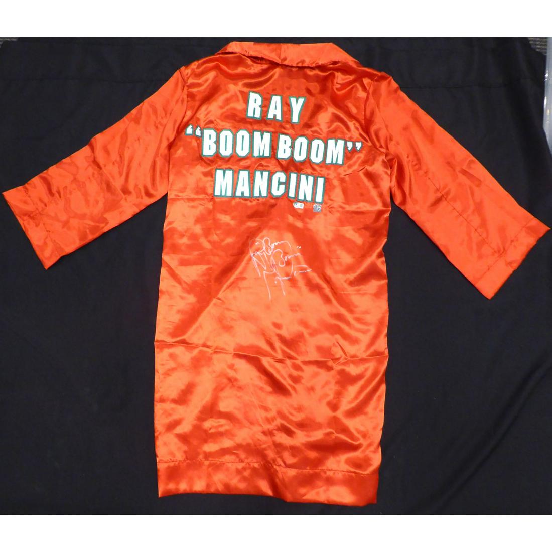 Ray "boom Boom" Mancini Signed Red Boxing Robe (bas Coa) Auction
