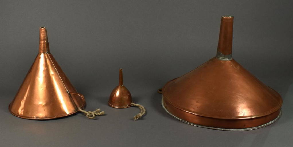 Three Copper Funnels