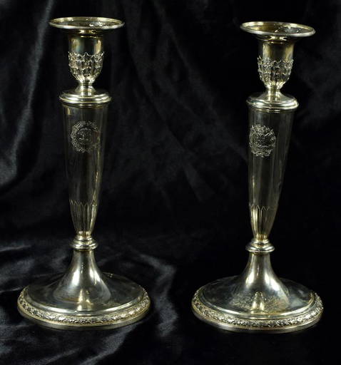 Gorham Masonic Inscribed Weighted Sterling Candlesticks