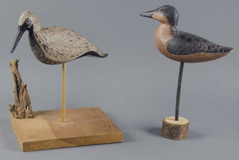 Two Wooden Shorebird Carvings