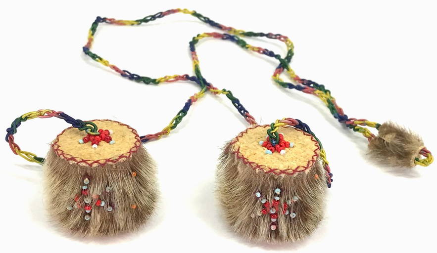 Vintage Eskimo Yo Yo. Fur, Leather, Beads, Cord.