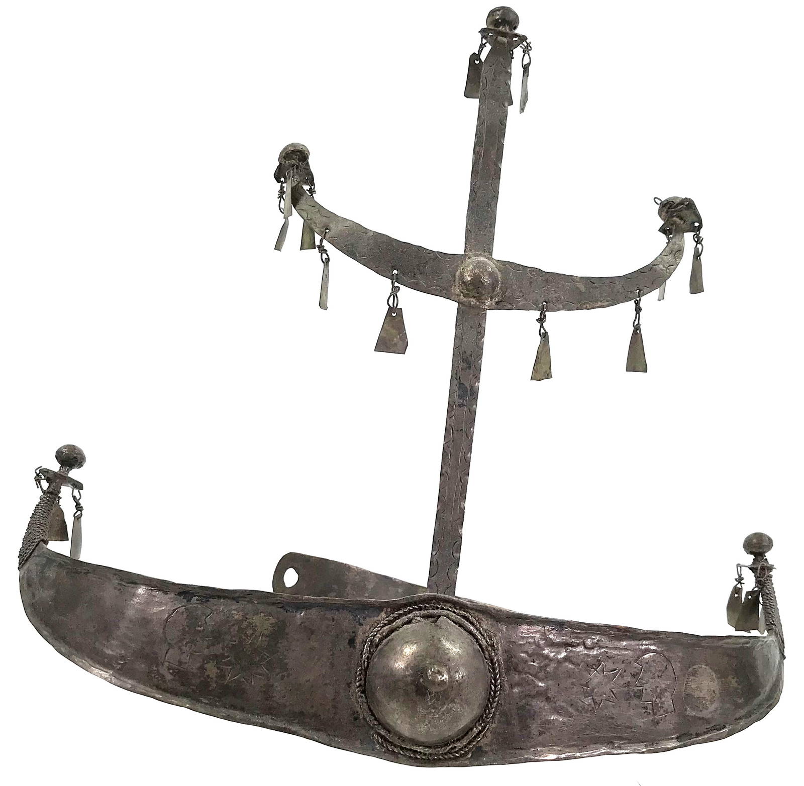 Antique Timor Meo Warrior Silver Headdress. Rare Complete Example. Auction