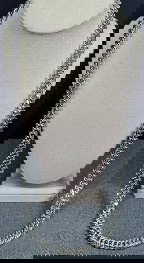 Vintage 80s Monet Heavy Silvertone Metal Chain Necklace