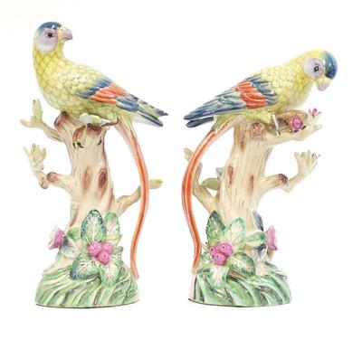 Pair Of Hand Painted Porcelain Parrots